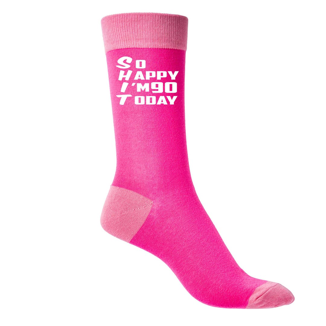 Print4u 90th Birthday Gift 90 Year Old Gift Ladies Pink Socks Novelty ...