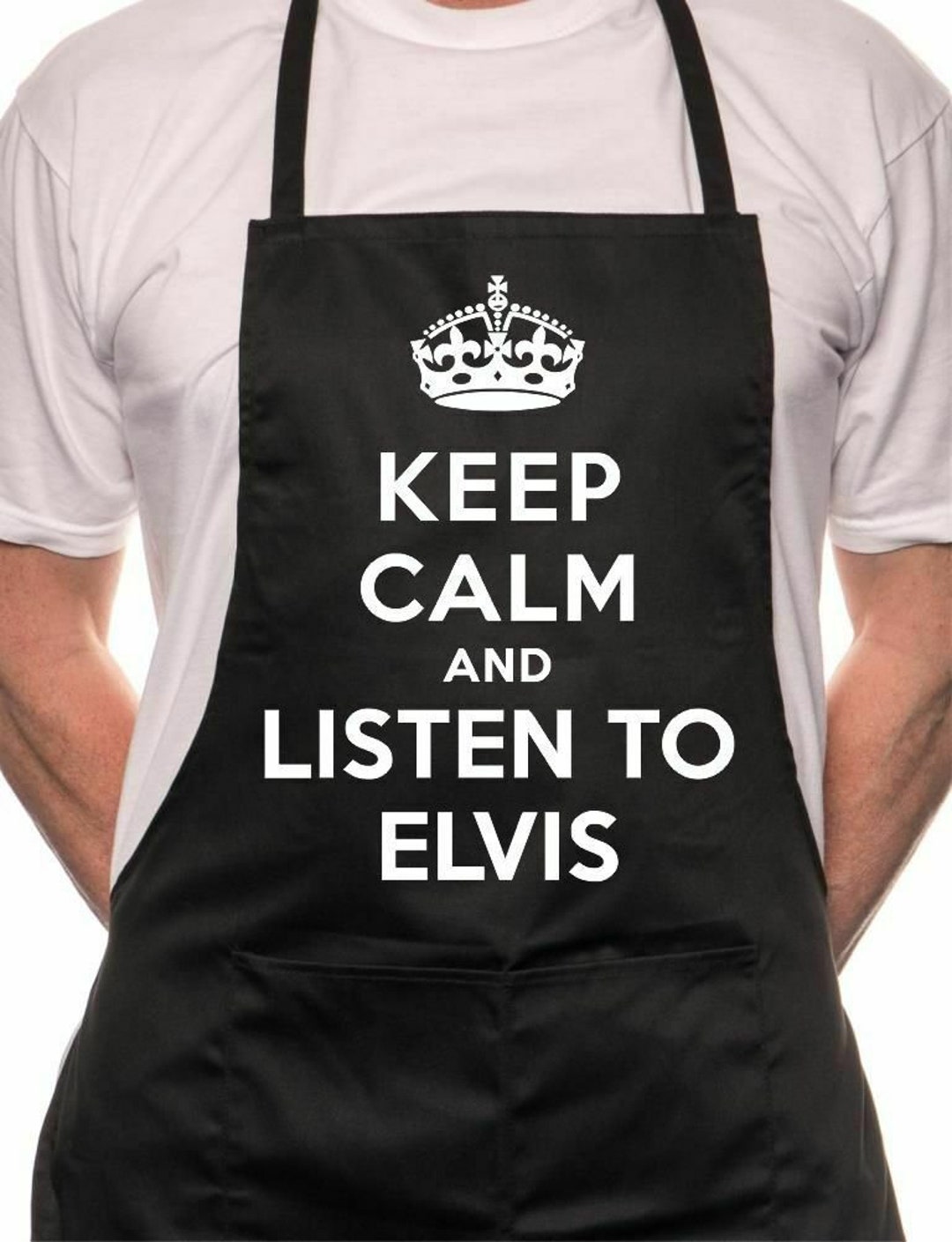 Print4u Keep Calm and Listen to Elvis BBQ Cooking Funny Novelty Apron ...