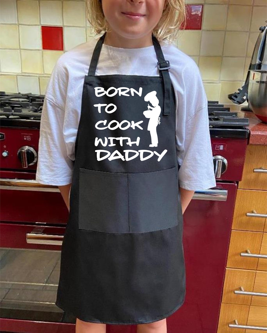 Print4u Born to Cook With Daddy Kids Cooking Baking Novelty Funny Apron ...