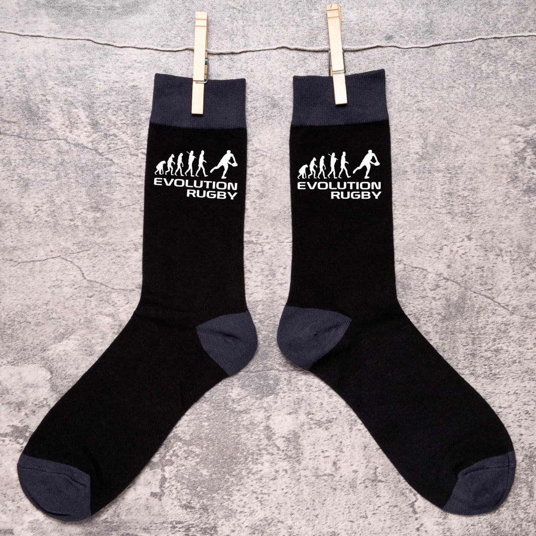 Print4u Evolution of Rugby League Union Funny Men's Black Socks ...