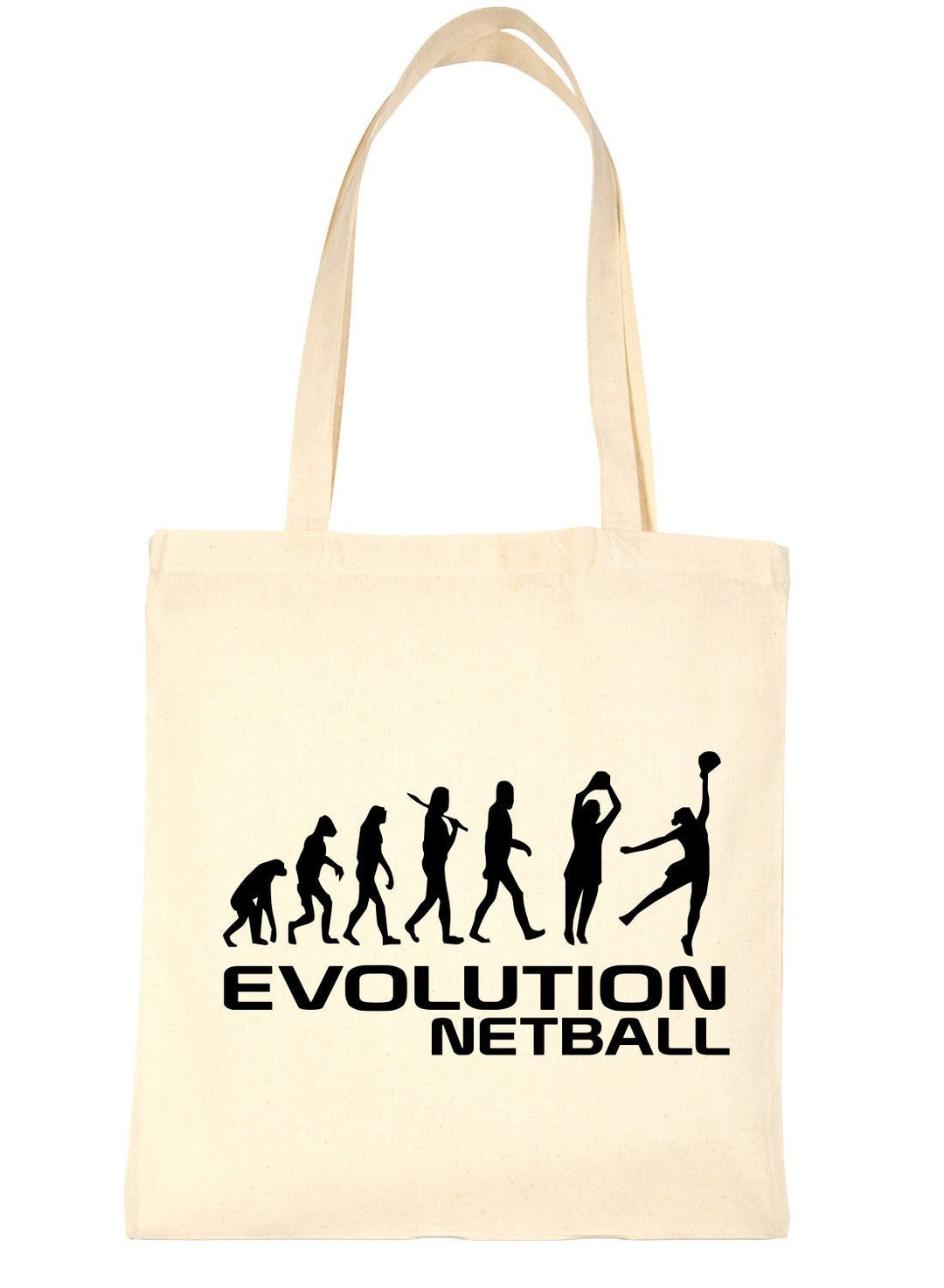 Print4u Evolution of Netball Funny Tote Bag 100% Cotton Shopping Bag ...