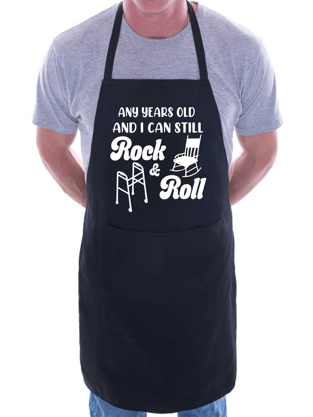 Print4u Personalised Apron Rock & Roll Birthday Your Age Here Funny ...
