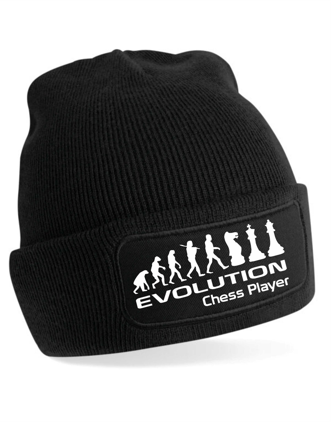 Print4u Evolution of A Chess Player Beanie Hat Birthday Hobby Gift Men ...