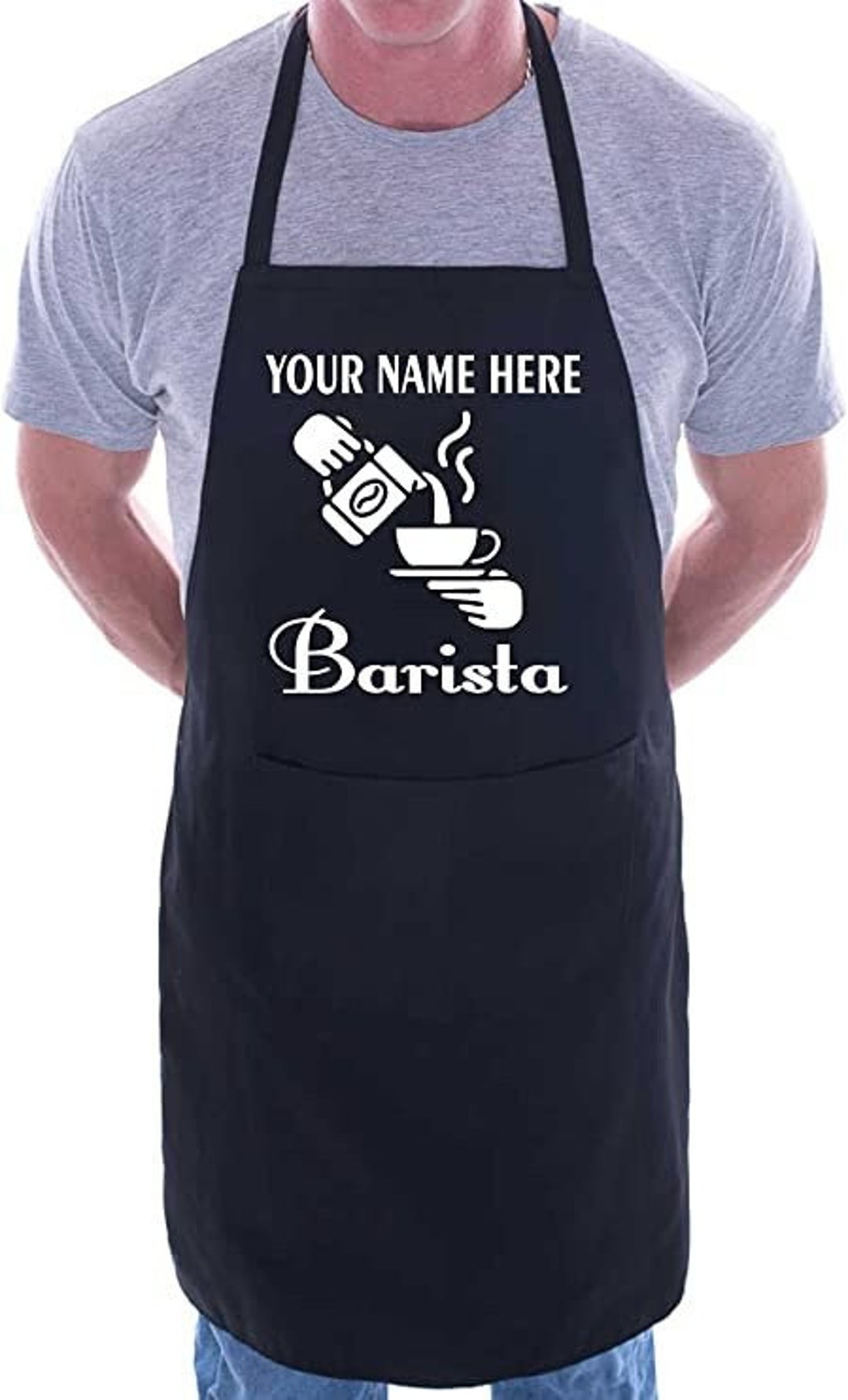 Print4u Personalised Apron Barista Add Your Name Here Coffee Shop - Etsy