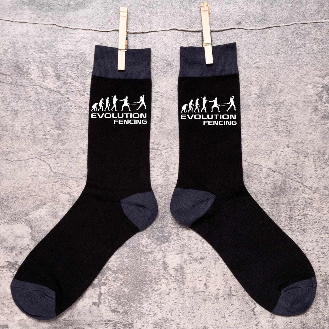 Print4u Evolution of Fencing Funny Men's Socks Black Birthday Gift - Etsy