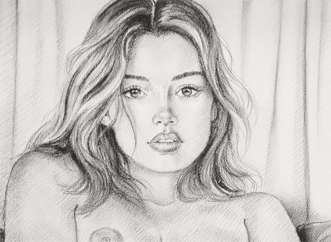 Nsfw Exclusive Charcoal Nude Art Erotic Women Drawing Original 4102