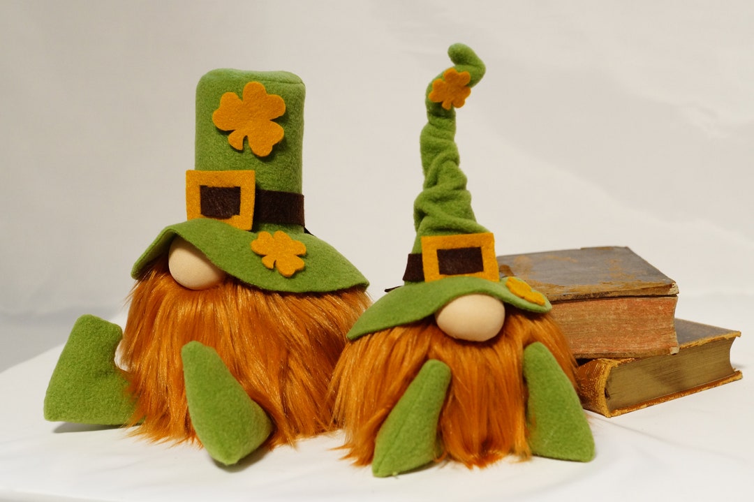 St Patricks Day Gnome With Top Hat , Irish Lad With Shamrock , - Etsy