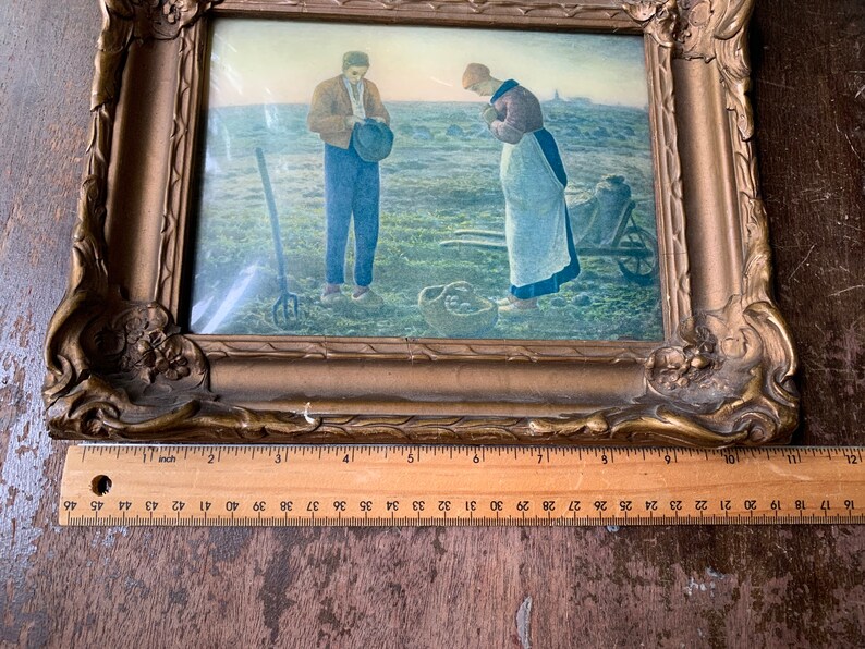 Antique Bubble Glass Farmers Praying Gold Frame - Etsy