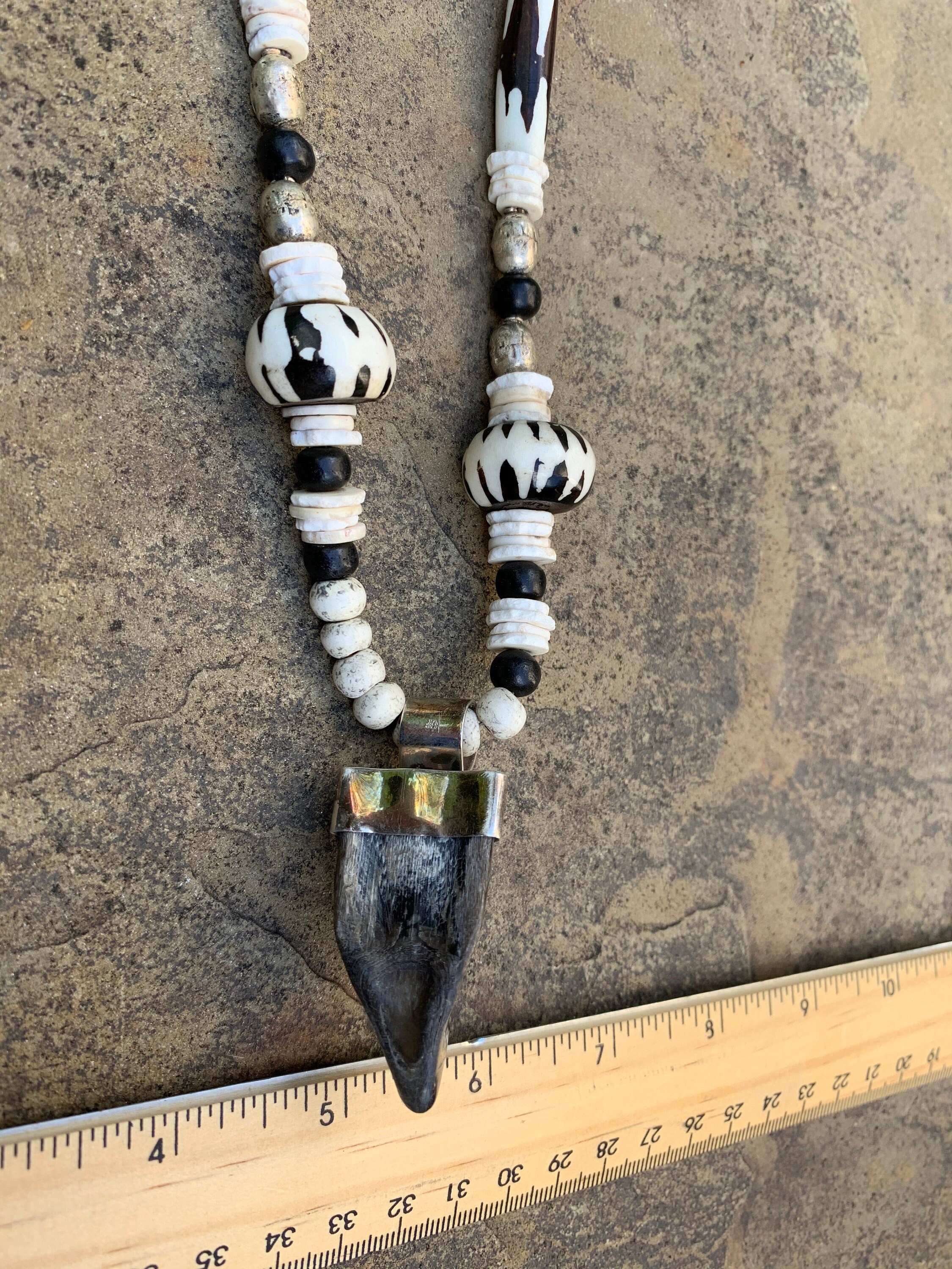 Antique African Batik Bone, Sterling Silver Hoof Necklace - Etsy
