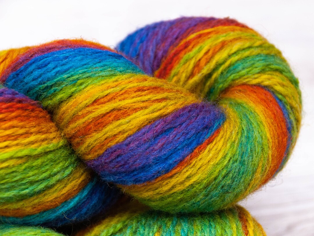 DESTASH Hand Dyed Self Striping Wool Yarn Dundaga 6/2. Rainbow Gradient ...