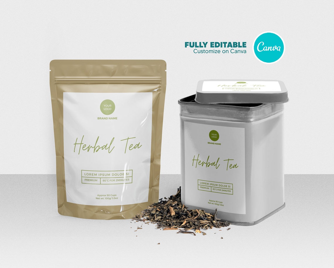 Tea Label Template tea label printable Pouch Label Template | Etsy