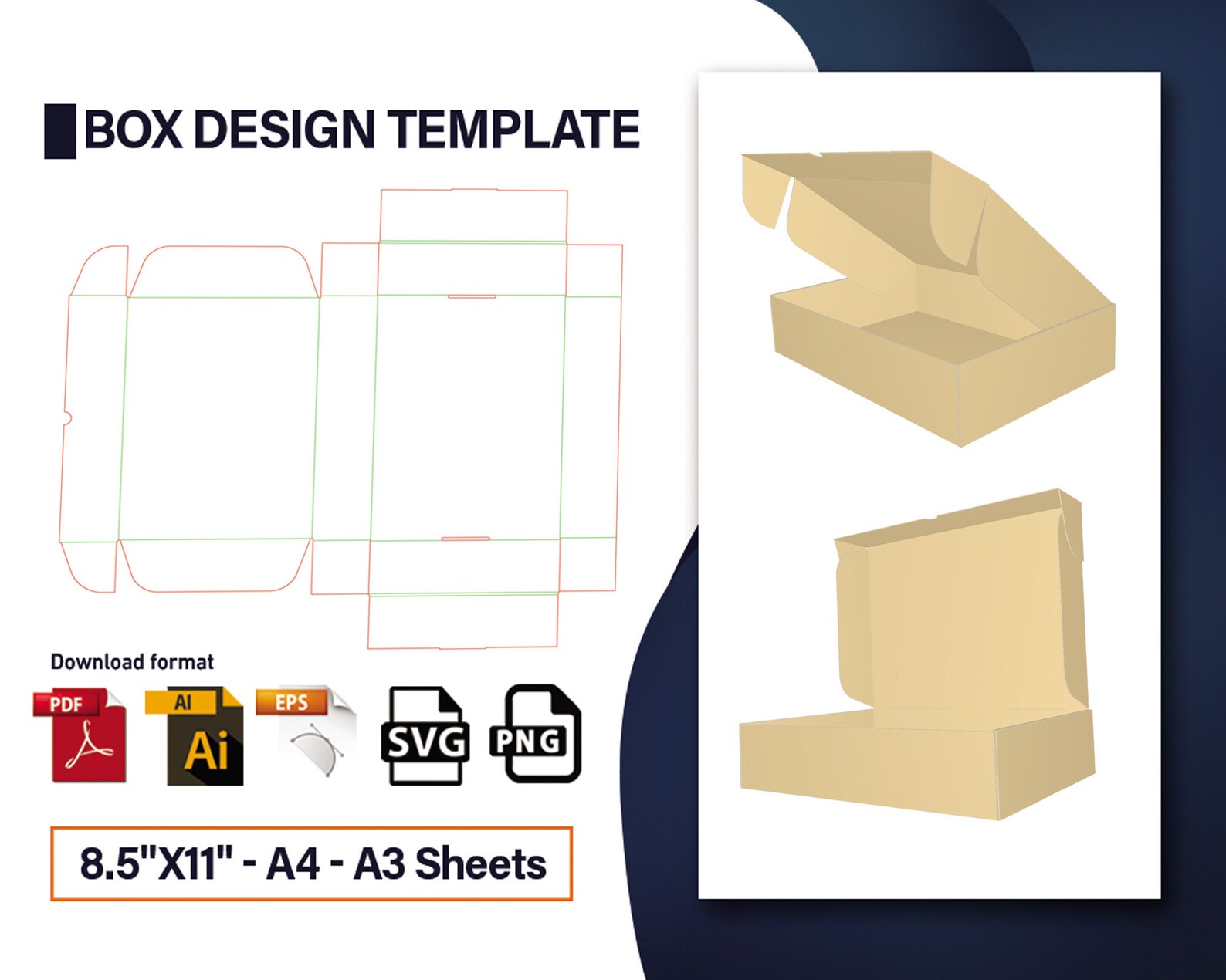 Rectangle box template gift box svg shipping box bakery box | Etsy