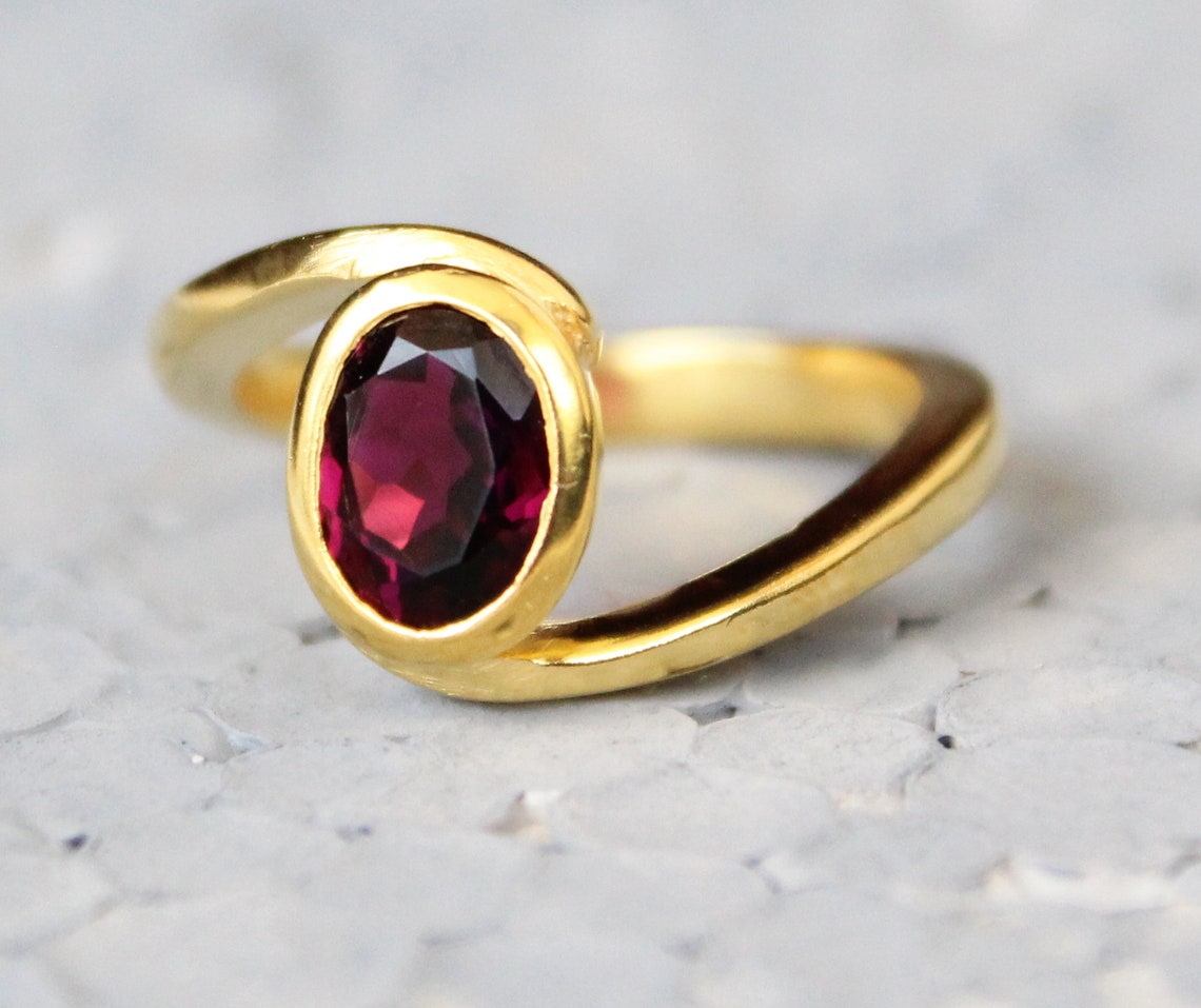 Garnet Ring January Birthstone Ring Gemstone Ring 14k Gold | Etsy