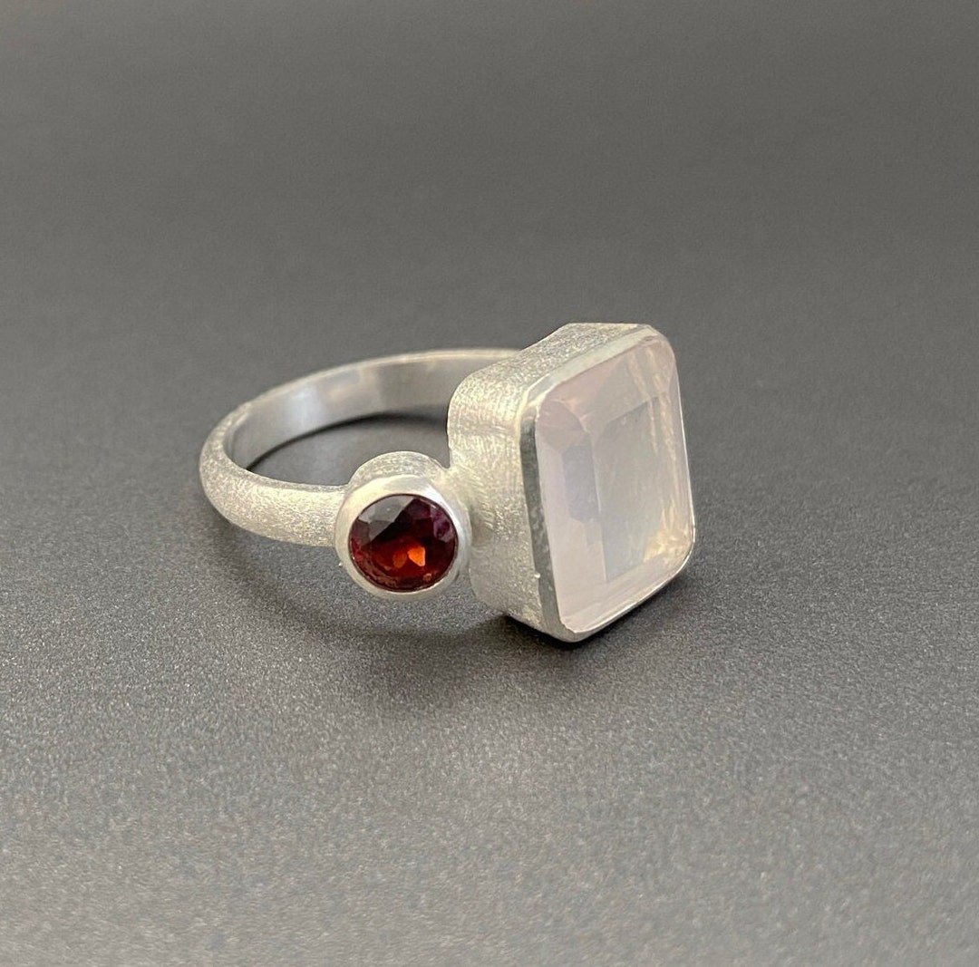 Rose Quartz Ring Pinkie Rings for Women Multi Stone Ring - Etsy