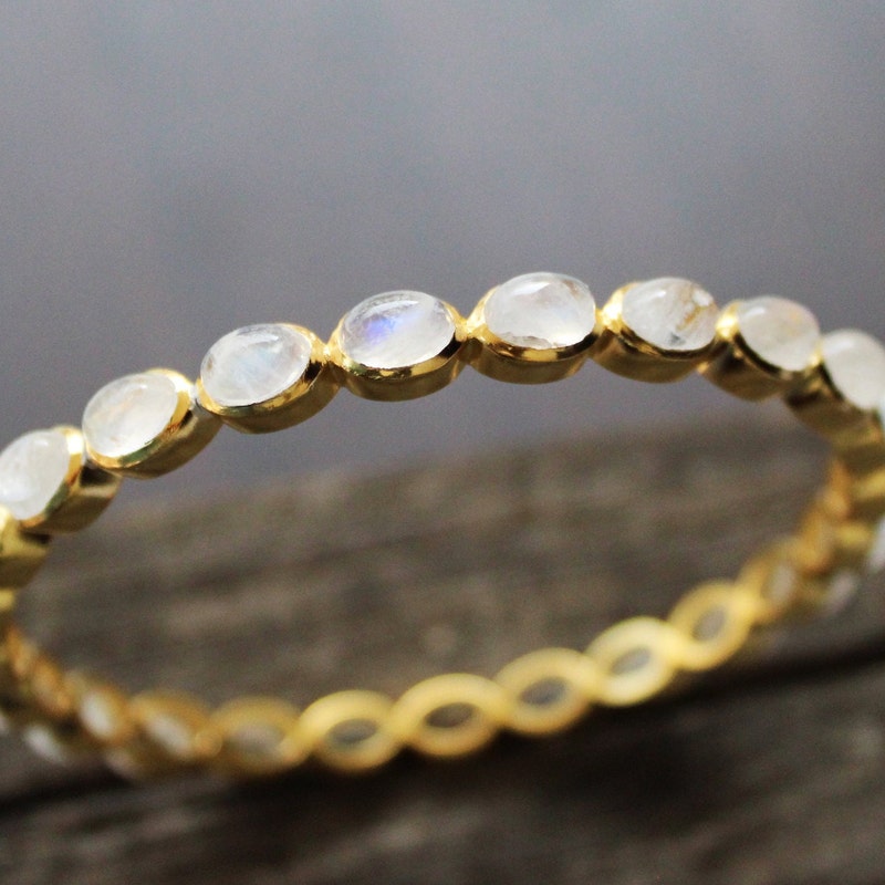 Moonstone Bangle 18k Gold - Etsy