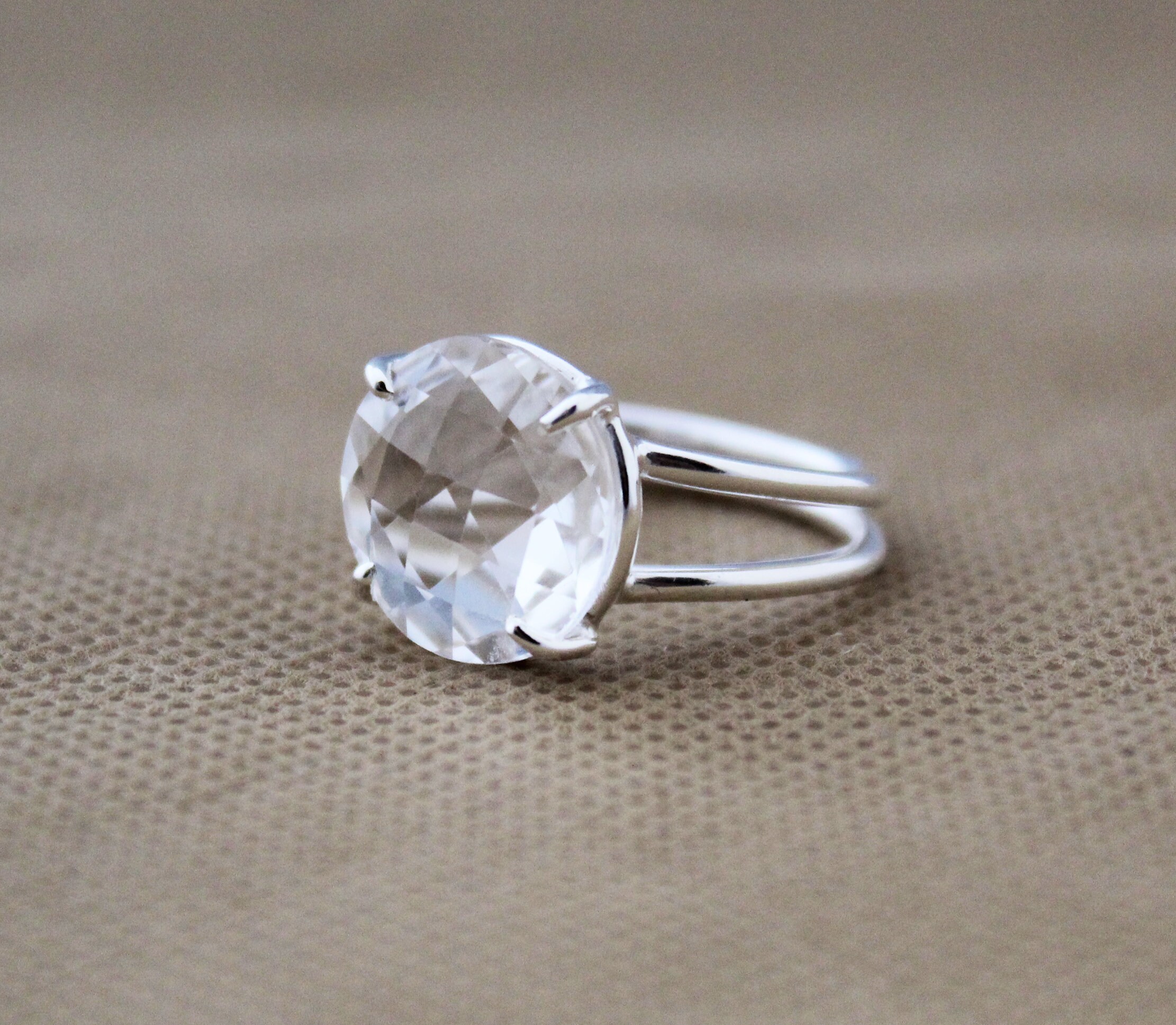 Clear Crystal Quartz Ring Natural Stone Ring Boho Handmade | Etsy