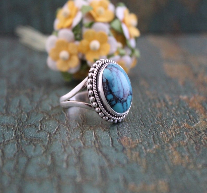 Turquoise Ring Solid Sterling Silver Ring Natural Turquoise - Etsy