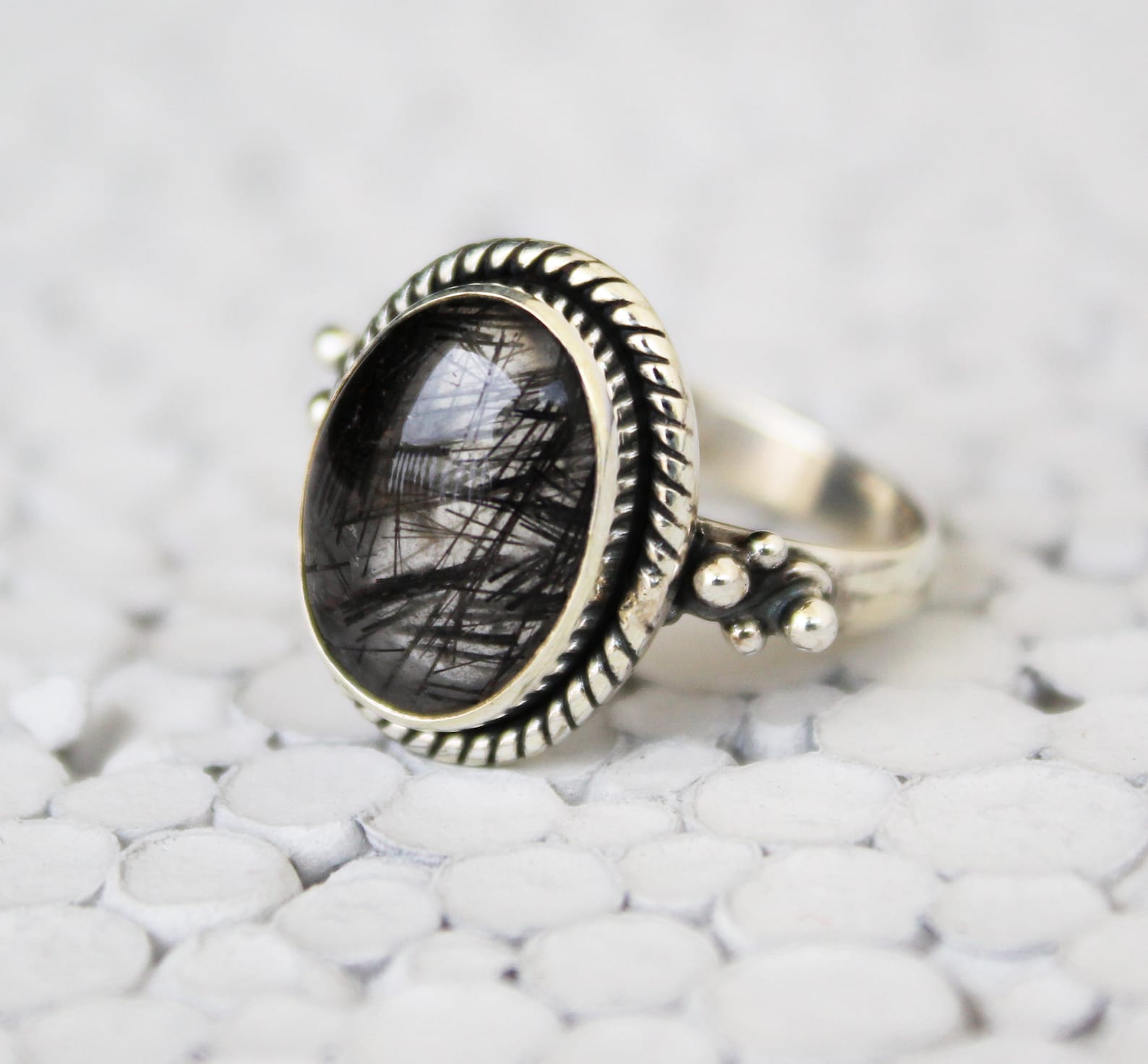 Rutilated Quartz Ring Black Rutile Ring Tourmalated Quartz - Etsy