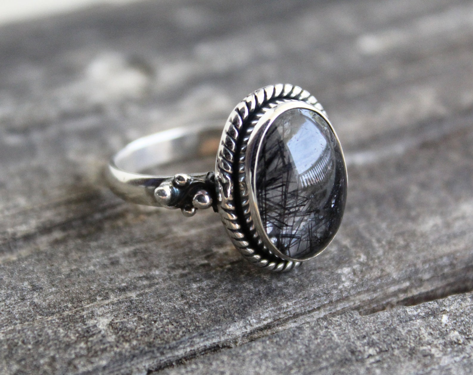Rutilated Quartz Ring Black Rutile Ring Tourmalated Quartz - Etsy