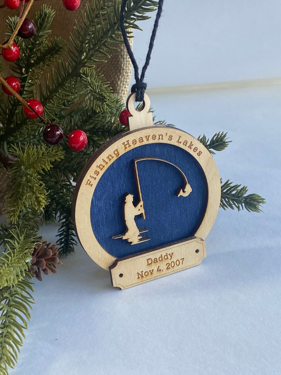 Fishing Memorial Remembrance Ornament, Dad or Grandpa Fishing Memorial ...