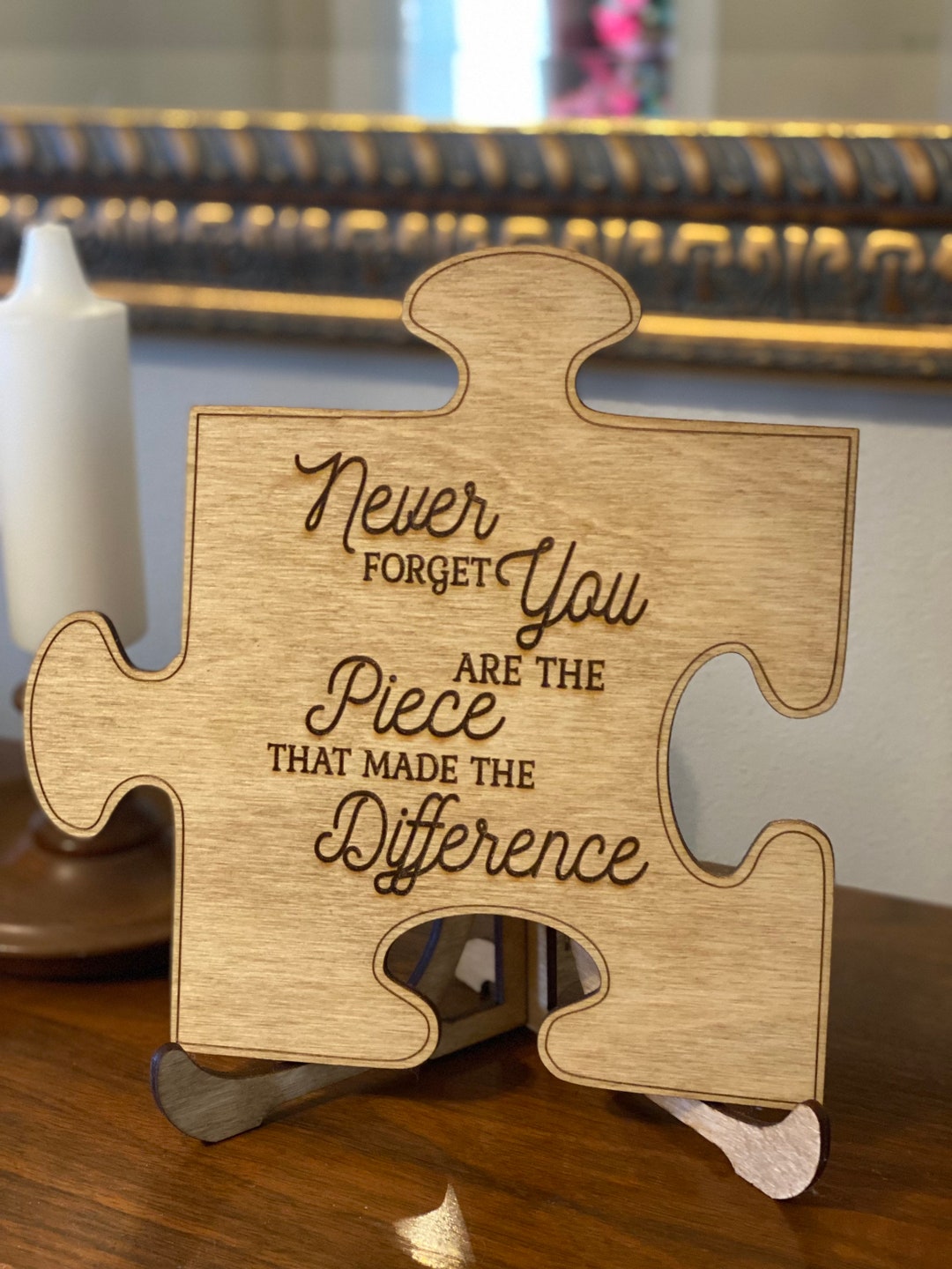Personalized Mentor Gift, Engraved Wooden Puzzle Piece, Retirement ...