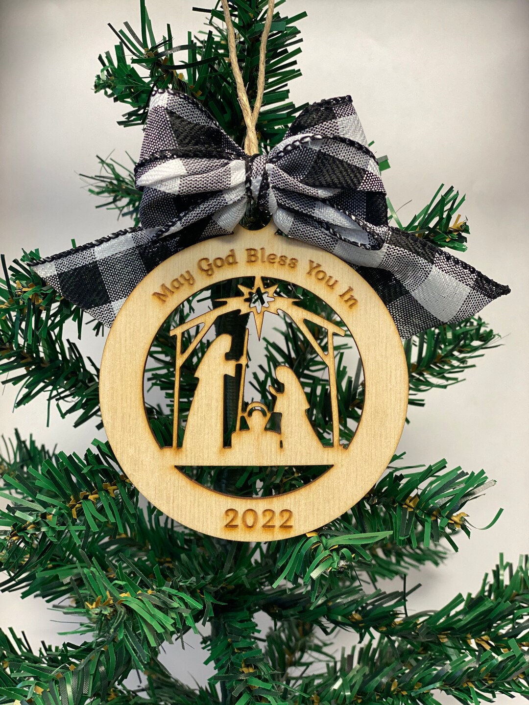 Nativity Christmas Tree Ornament, Wood Nativity Ornament Stocking ...