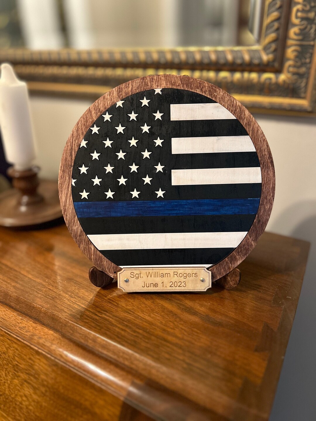 Fallen Hero or Police Memorial Personalized Sympathy Gift. Blue Line ...