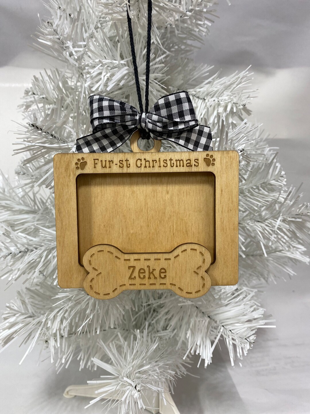 Dogs Fur-st Christmas Personalized Photo Frame Ornament, Pet Picture ...