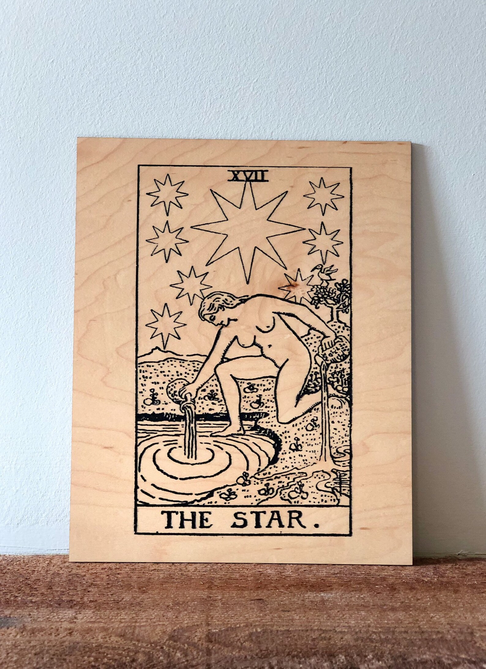 The Star Tarot Wood Art Rider Waite Tarot Card Engraved Etsy