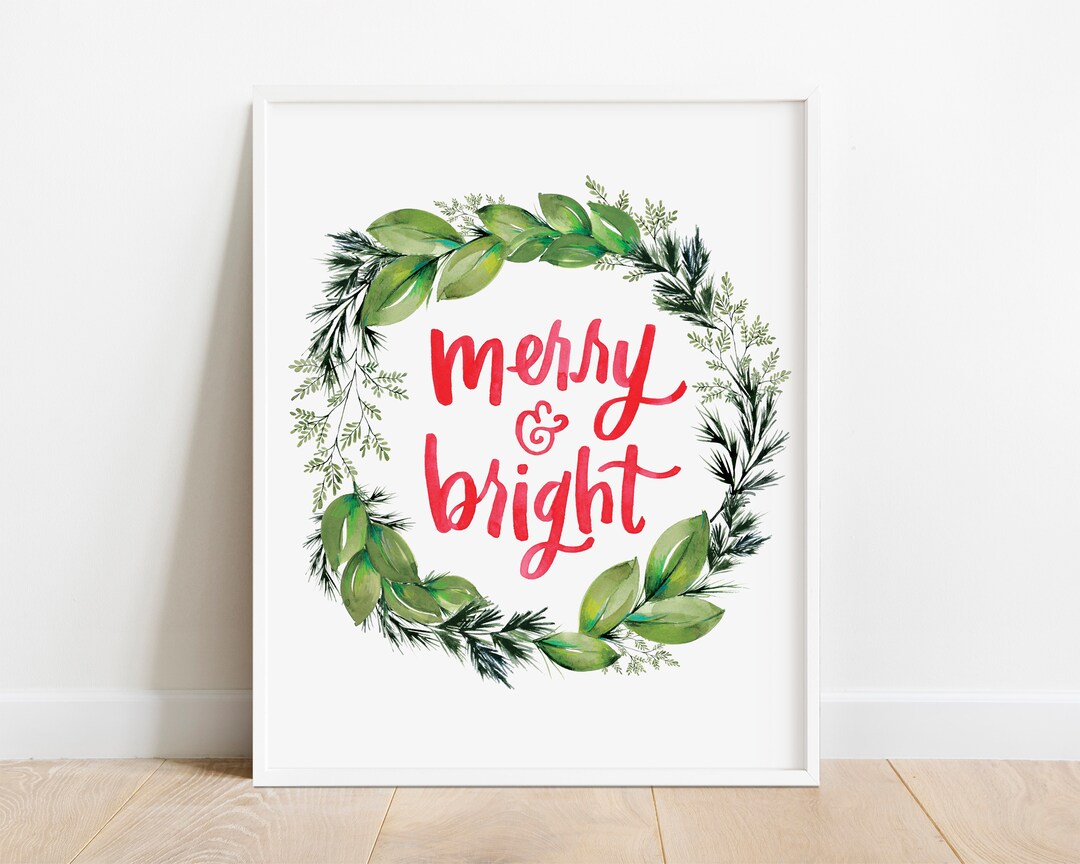 Merry and Bright Art Print, Christmas Print, Christmas Home Decor ...