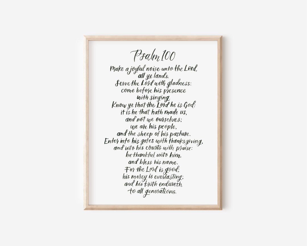 Psalm 100 Print, Handlettered Bible Verse, Psalm of Thanksgiving ...