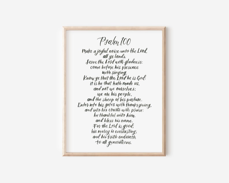 Psalm 100 Print, Handlettered Bible Verse, Psalm of Thanksgiving ...
