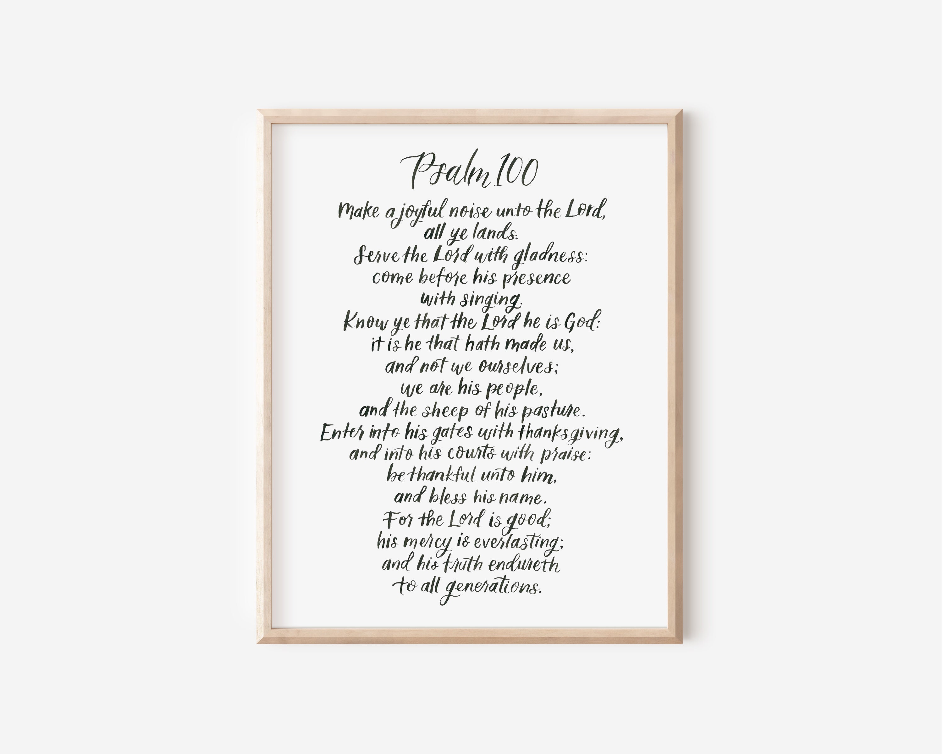 Psalm 100 Print, Handlettered Bible Verse, Psalm of Thanksgiving ...