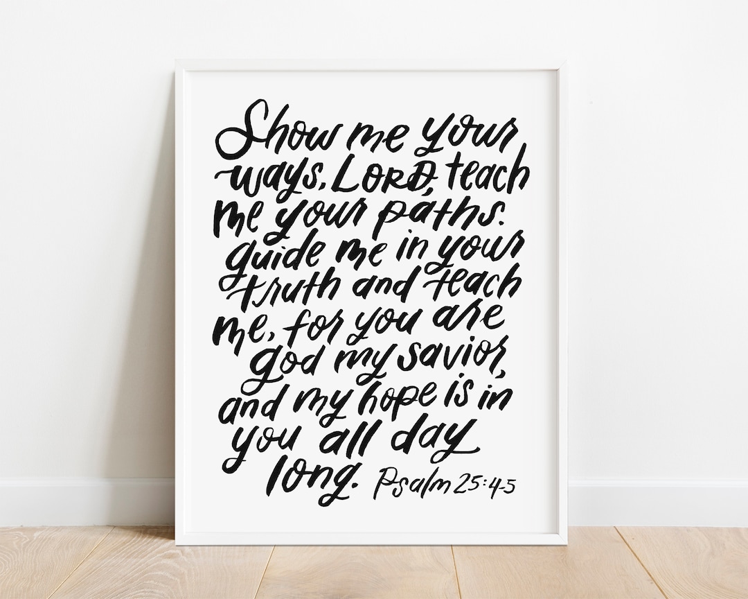 Psalm 25 Verse Print: Brush Lettering Scripture Wall Art - Etsy