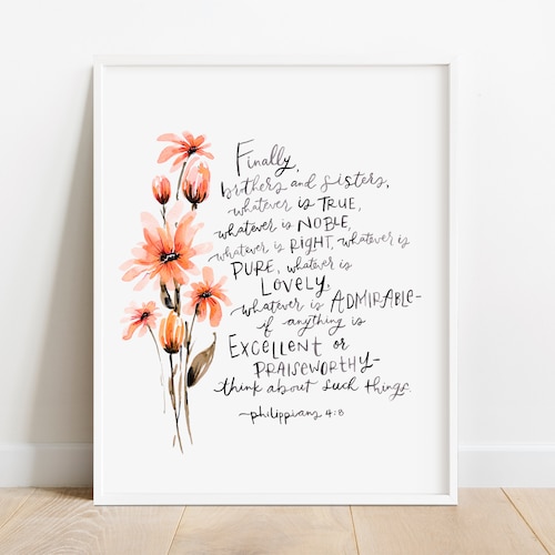 Philippians 4 8 KJV Print Christian Wall Art Bible Verse - Etsy