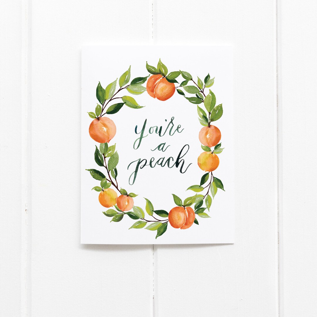 You're a Peach Greeting Card, Thank You Greeting Card, Friendship Blank ...