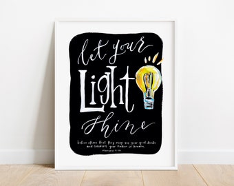 Let Your Light Shine Matthew 5:16 Bible Verse Wall Art for - Etsy