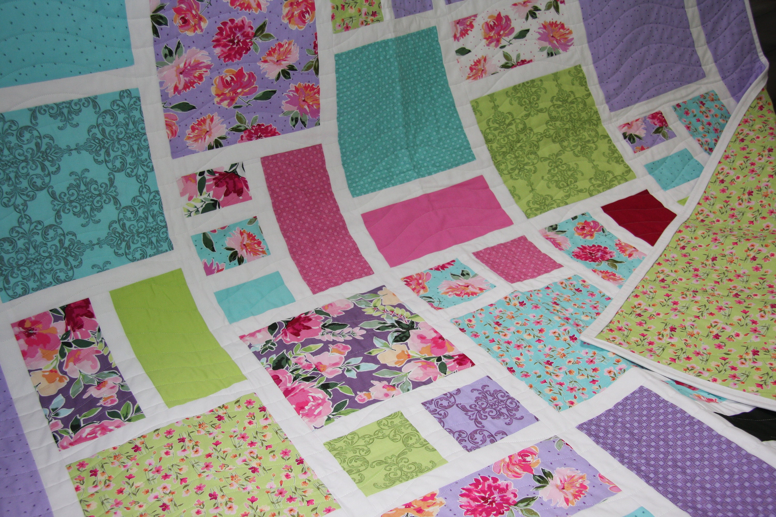 Grandma's 4 Square Quilt Pattern, Half-drop Layout - Etsy