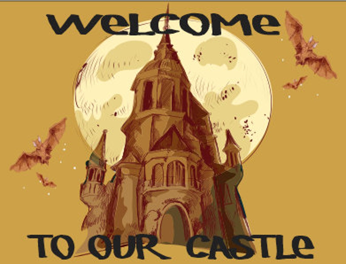 7x9 Welcome to Our Castle Sign, Spooky Halloween Sign, Halloween Wreath ...