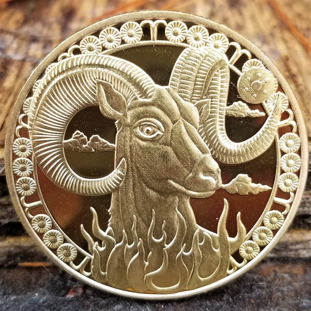 Golden Aries Zodiac Medallion for Astrology 1.57 & Display Stand - Etsy