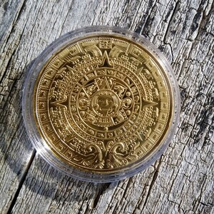 Aztec Calendar | Aztec Sun Stone | Gold Plated Coin | Mexican Art ...
