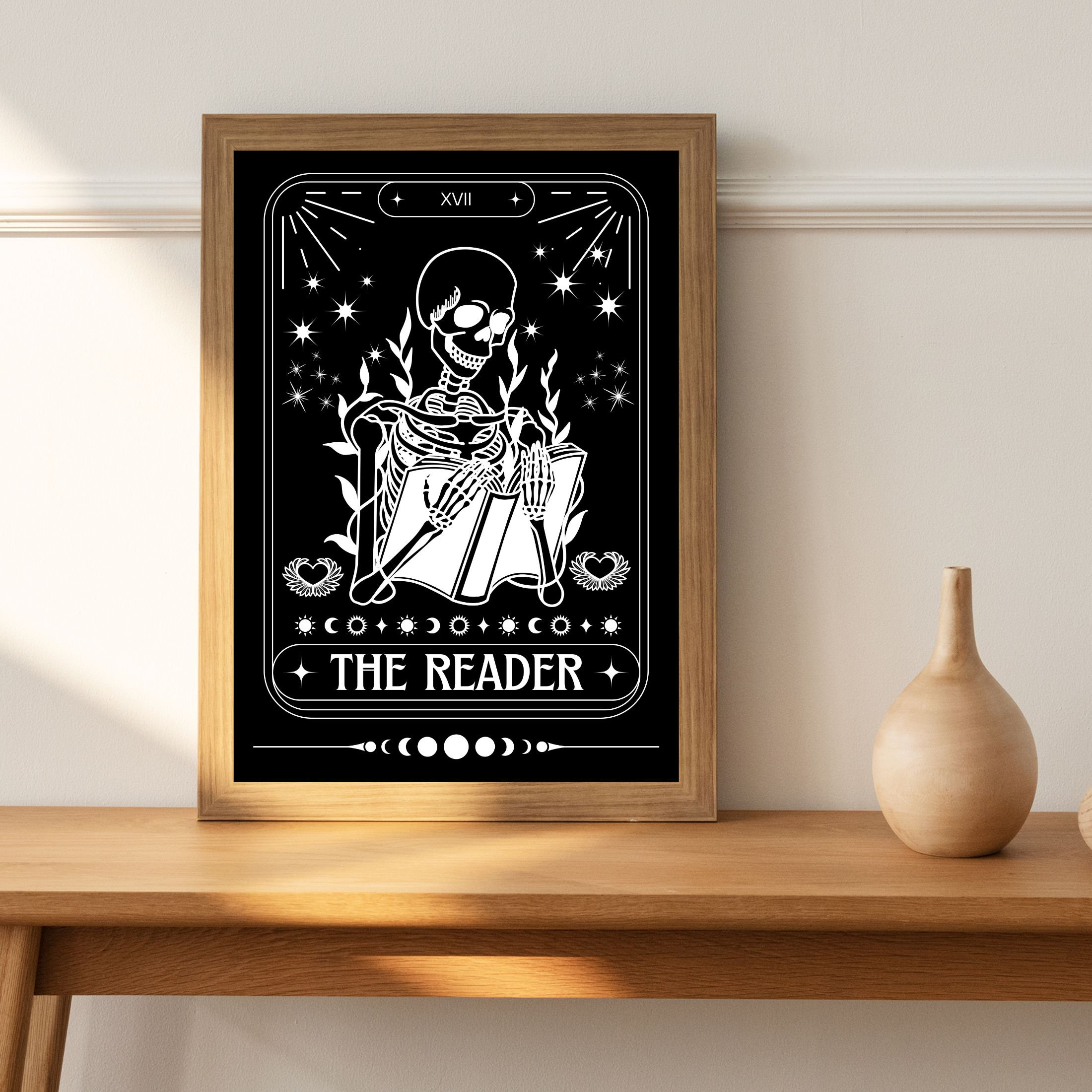 The Reader Tarot Poster Tarot Card Art Whimsigoth Skeleton - Etsy