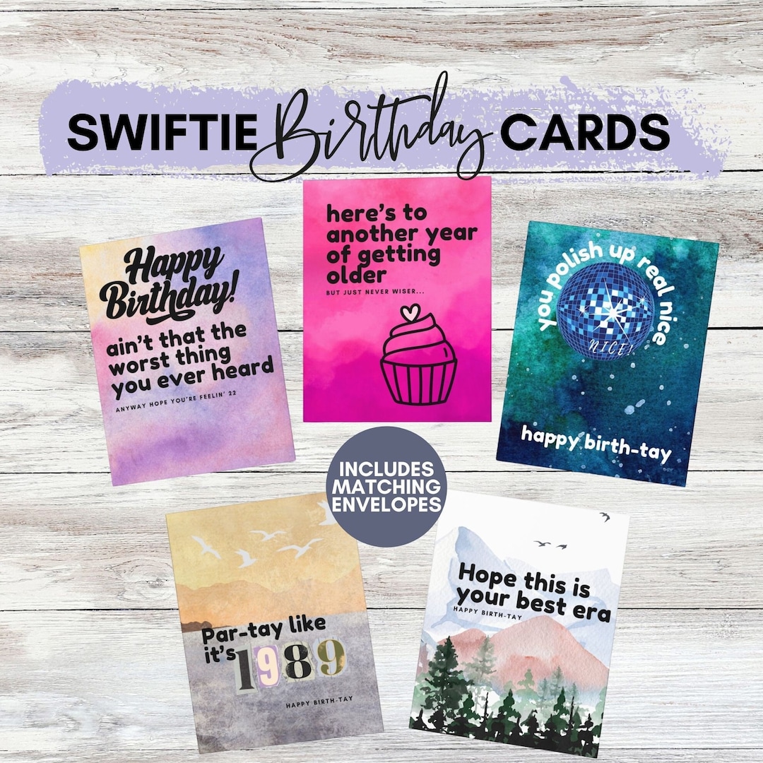 Taylor Swift Birthday Card Swiftie Birthday 5-pack Assorted Cards ...