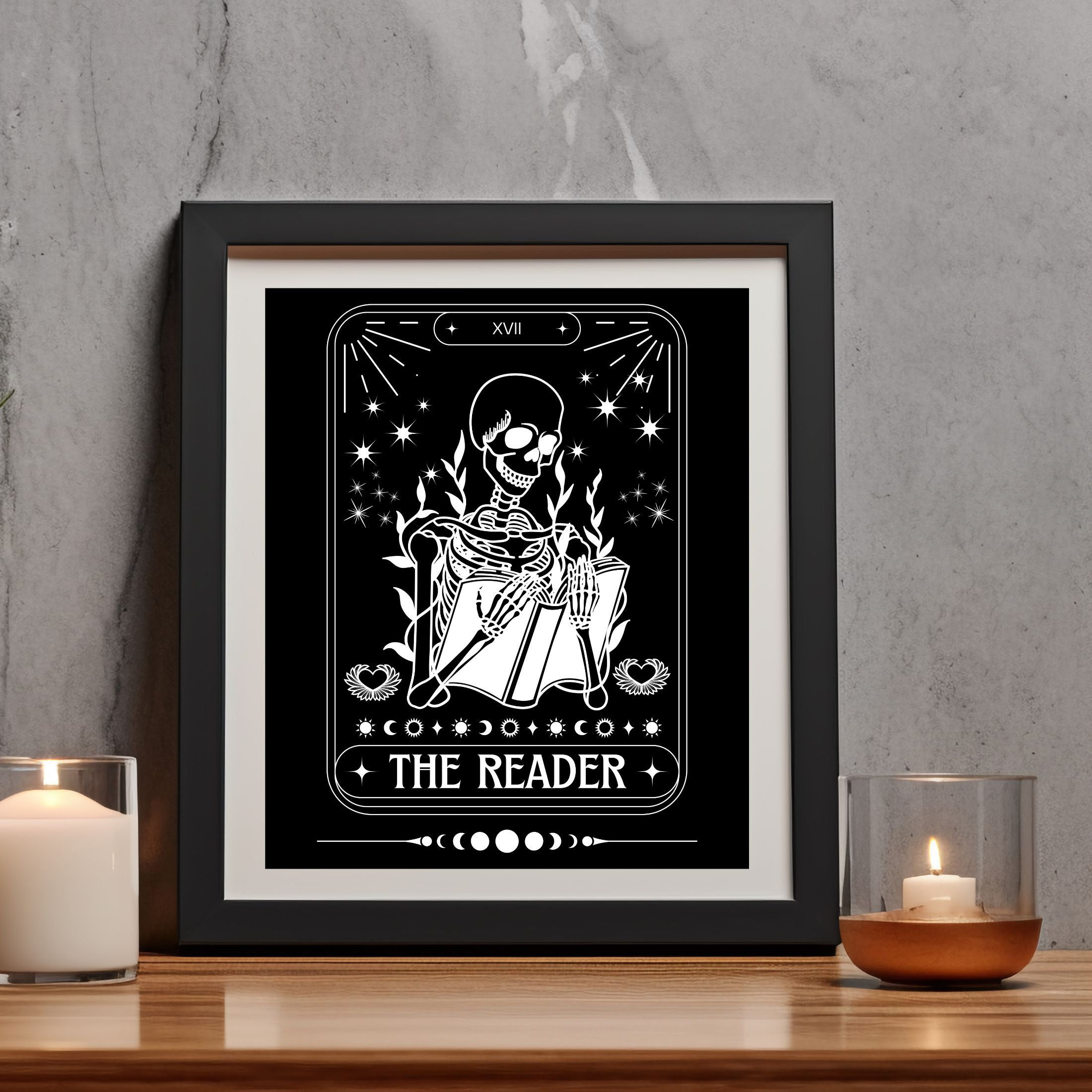The Reader Tarot Poster Tarot Card Art Whimsigoth Skeleton - Etsy
