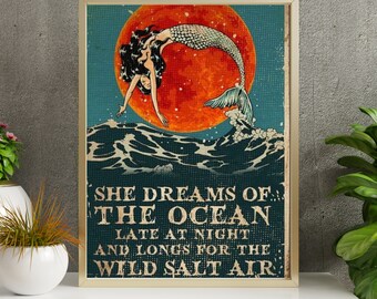 Antique French Mermaid Art Print, George Barbier Illustration, Vintage ...