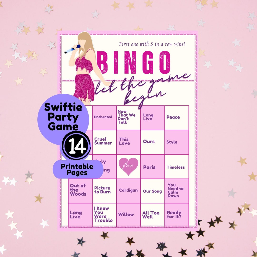 Taylor Swift Bingo Taylor Swift Games Swiftie Party Slumber Party Games ...