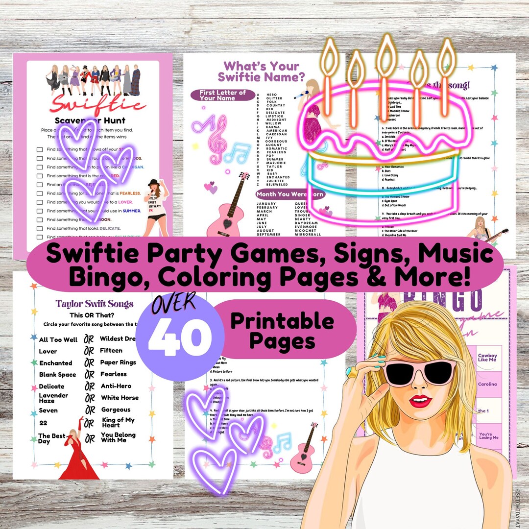 Taylor Swift Party Games Taylor Swift Bingo Swiftie Party Games Party ...