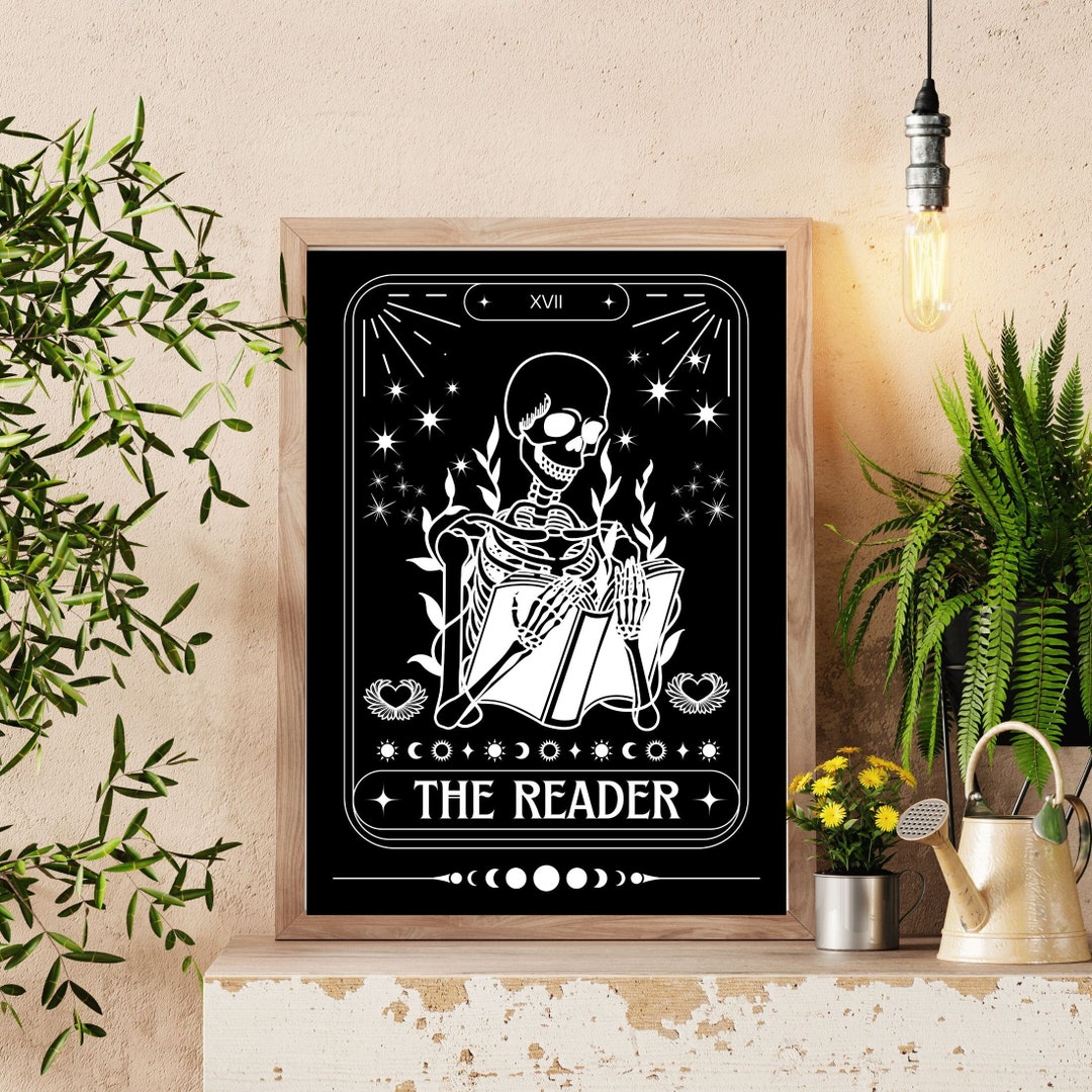 The Reader Tarot Poster Tarot Card Art Whimsigoth Skeleton Lovers Tarot ...