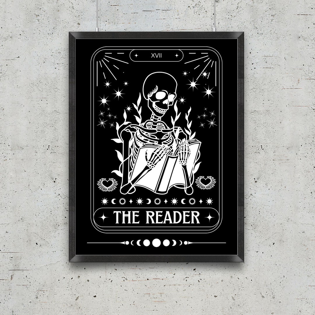 The Reader Tarot Poster Tarot Card Art Whimsigoth Skeleton - Etsy