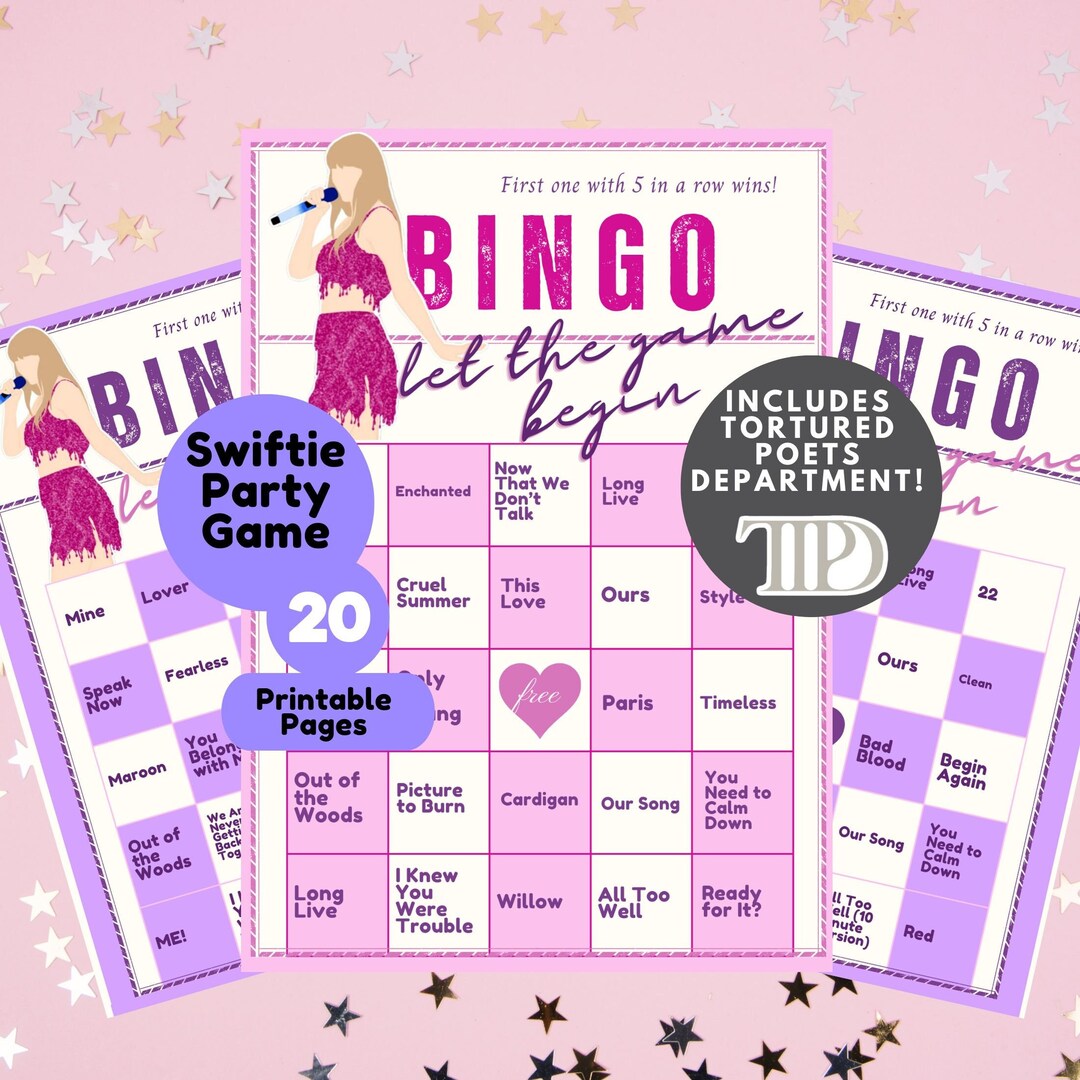 Taylor Swift Bingo Taylor Swift Games Swiftie Party Slumber Party Games ...